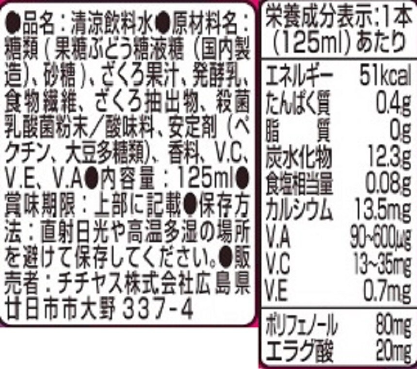 しっかりポリフェノール LL 125mlを税込・送料込でお試し ｜ サンプル百貨店 | チチヤス株式会社